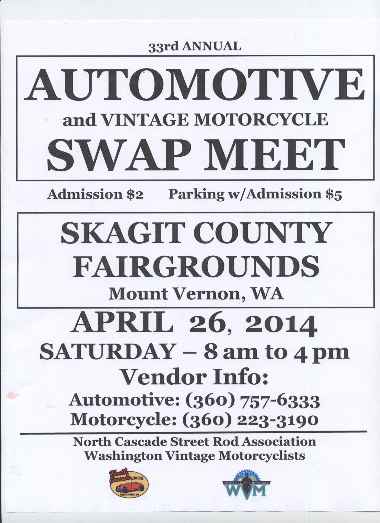 Vintage car and motorcycle swap meet Skagit County Fairgrounds 4/26/14